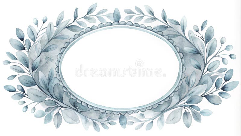 Elegant Light Blue Watercolor Oval Frame for Customizable Art Projects ...
