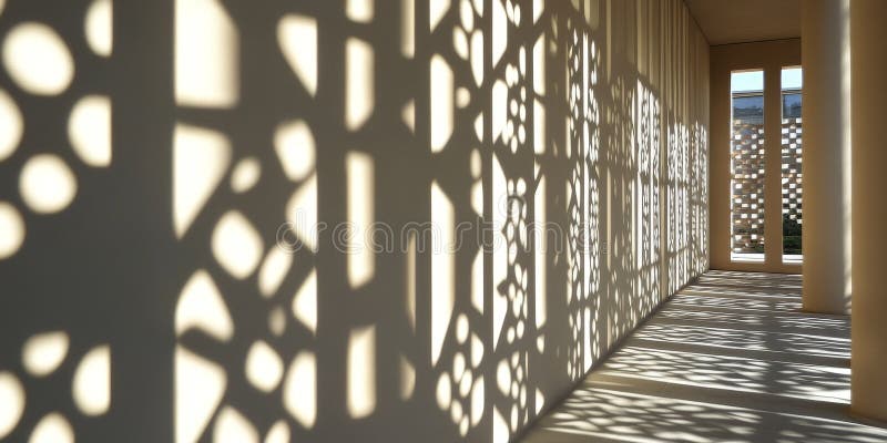 Elegant Light and Shadow Patterns on Modern Architectural Wall Stock ...