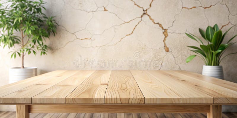 Elegant Light Wooden Table with Cracks for Premium Background Stock ...