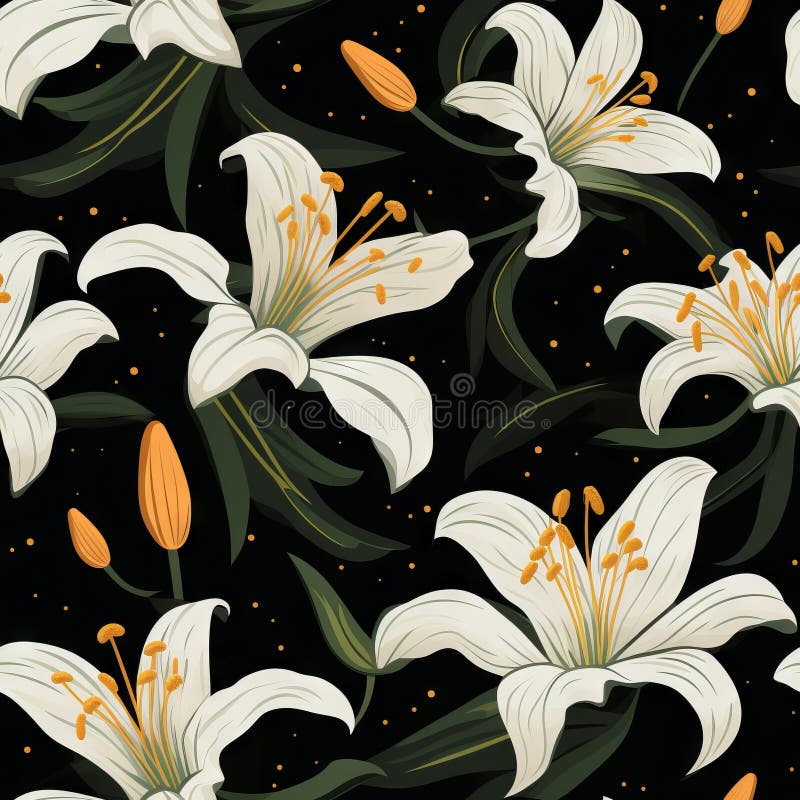 Elegant Lilies in a Simple Pattern AI Generated Stock Illustration ...