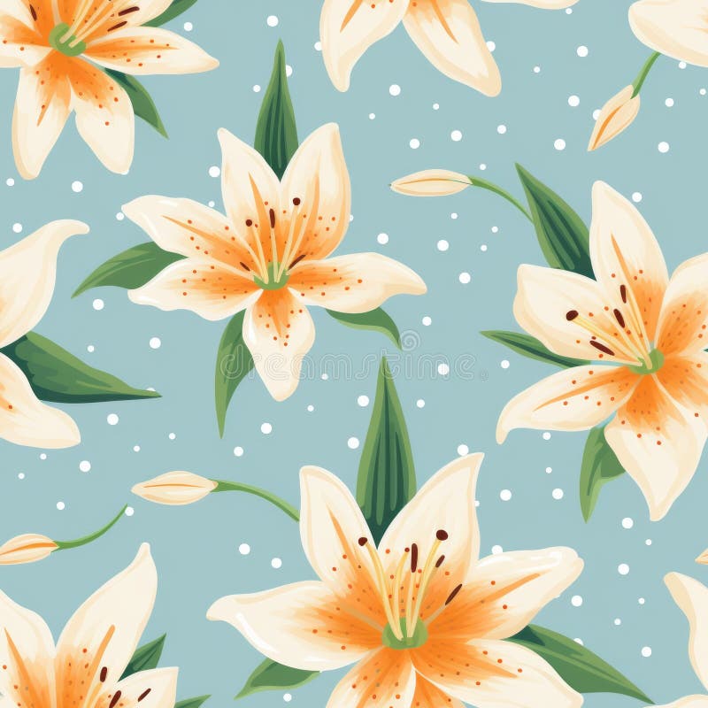 Elegant Lilies in a Simple Pattern AI Generated Stock Illustration ...