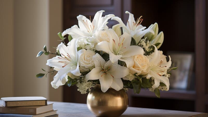 Elegant Lily and Rose Arrangement for Love and Romance Stock Image ...