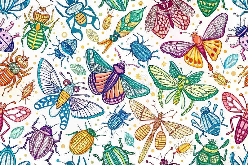 Elegant Line Art Insect Background a Stylish Vector Illustration for ...