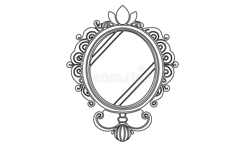This Elegant Line Art Vector Showcases a Sophisticated Mirror Design ...