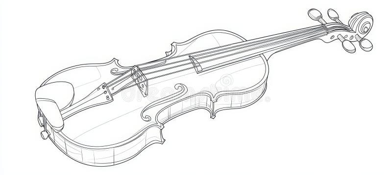 Elegant Line Drawing of a Classic Violin Highlighting Strings, F-Holes ...