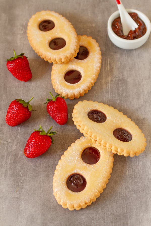 Elegant Linzer Biscuits with Strawberry Jam Filling Stock Photo - Image ...
