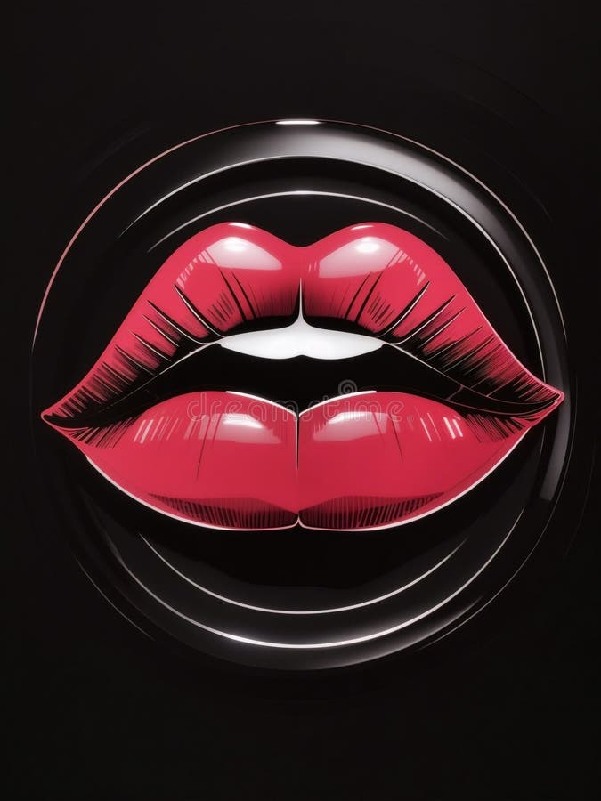 Sweet Lips Logo on Black Background, Generative AI Stock Illustration ...