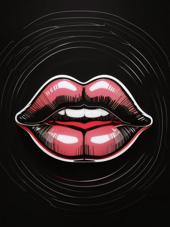 Sweet Lips Logo on Black Background, Generative AI Stock Illustration ...