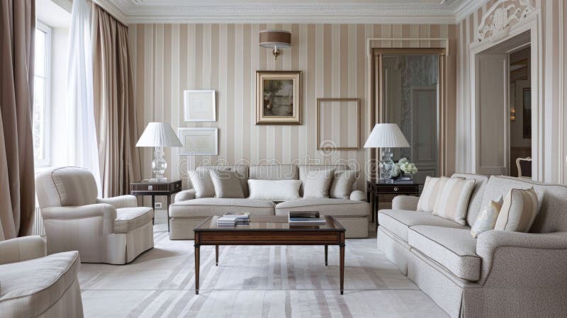 Elegant Living Room Interior with Classic Design and Neutral Tones ...