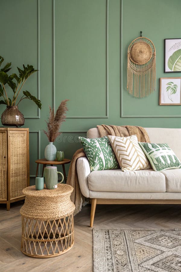 Elegant Living Room with Modern Scandi Sofa Stock Image - Image of ...