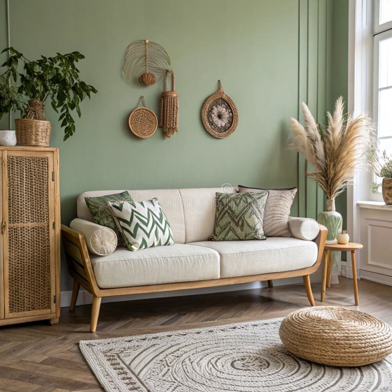 Elegant Living Room with Modern Scandi Sofa Stock Photo - Image of ...