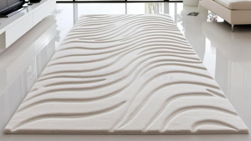 This Elegant Living Space Features a Cream Carpet with Wavy Lines ...