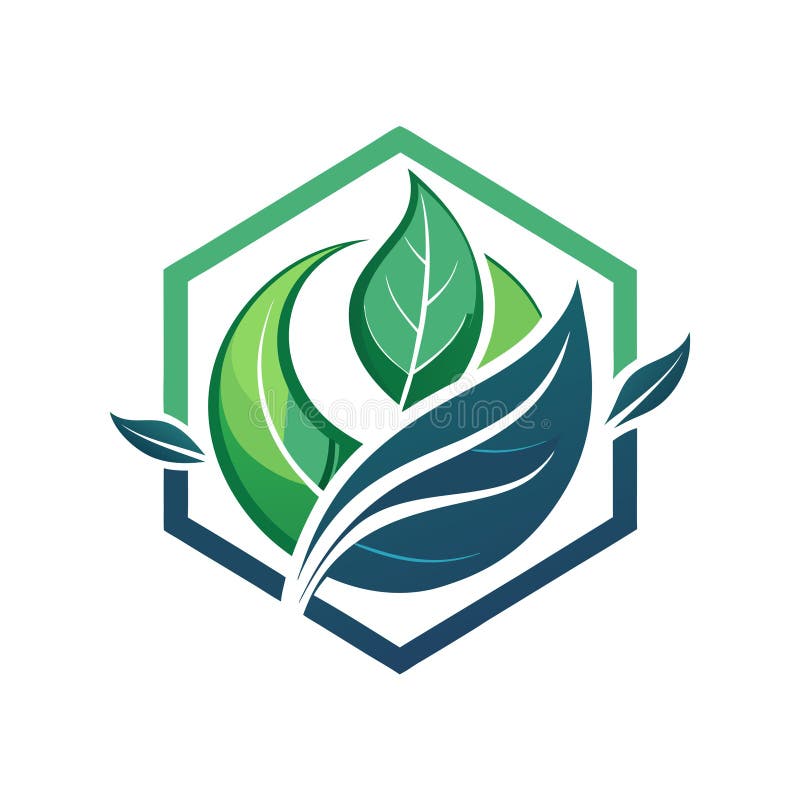 Nature-inspired Logo Design with Leaves Inside a Hexagonal Frame ...