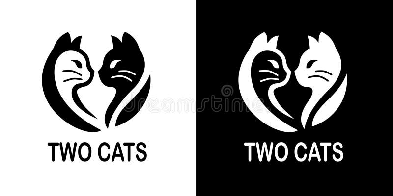 Elegant Logo Featuring Two Symmetrical Cat Faces Stock Vector ...