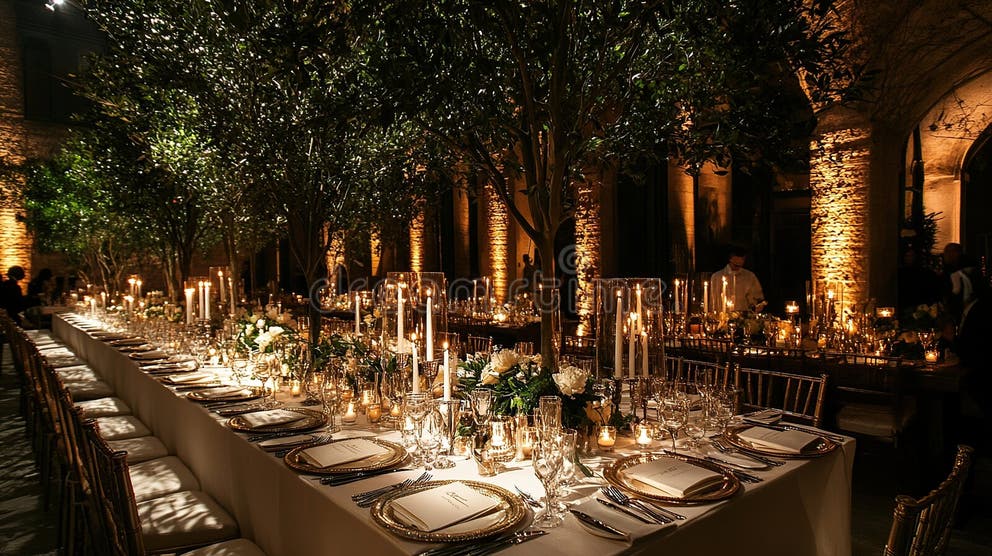 Elegant Long Table Wedding Reception Dinner in a Historic Building with ...