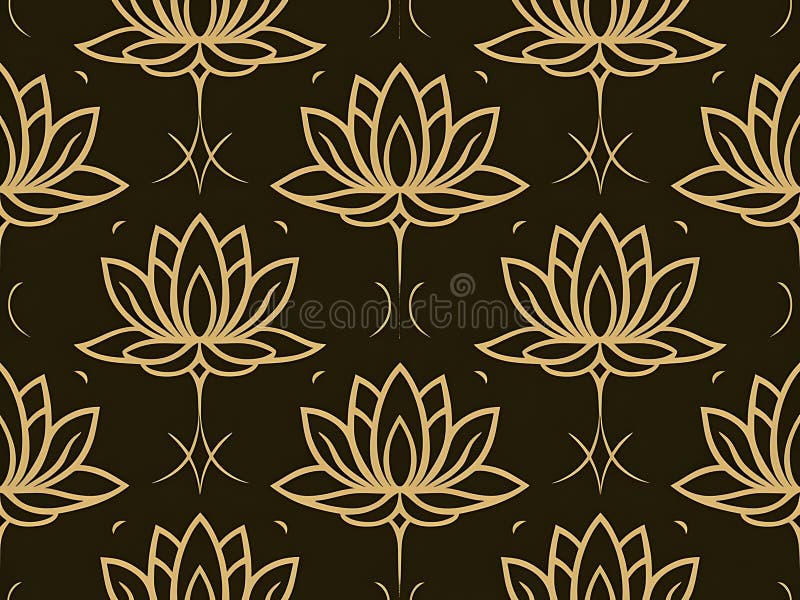 Elegant Lotus Flower Seamless Pattern Illustration Stock Illustration ...