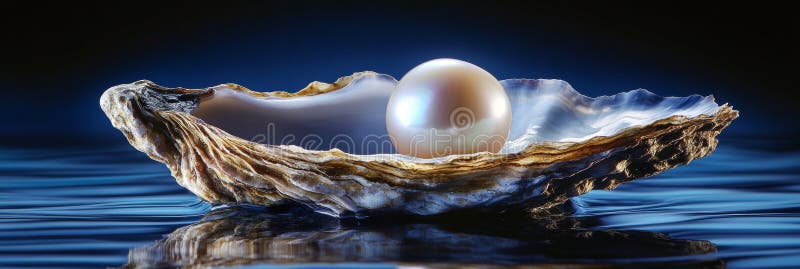 Elegant Luster a Single, Iridescent Pearl Rests in an Open Oyster Shell ...
