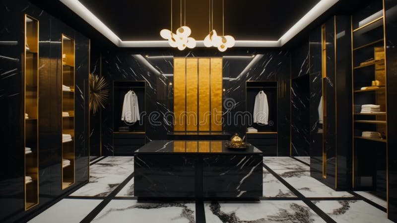 Elegant Luxury Black Dressing Room Stock Illustration - Illustration of ...
