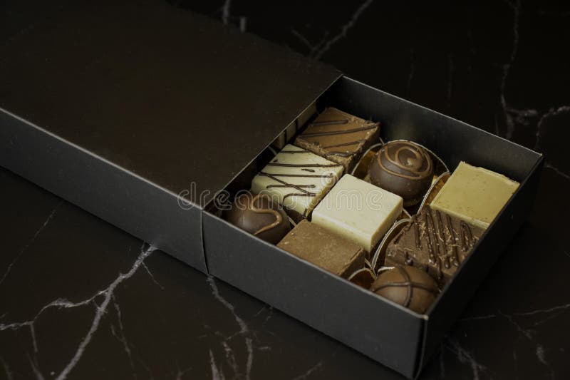 Elegant Luxury Chocolate Box Stock Photo - Image of covered, food ...