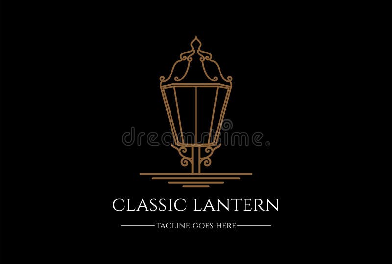 Elegant Luxury Classic Street Lamp Lantern Post Logo Design Vector ...
