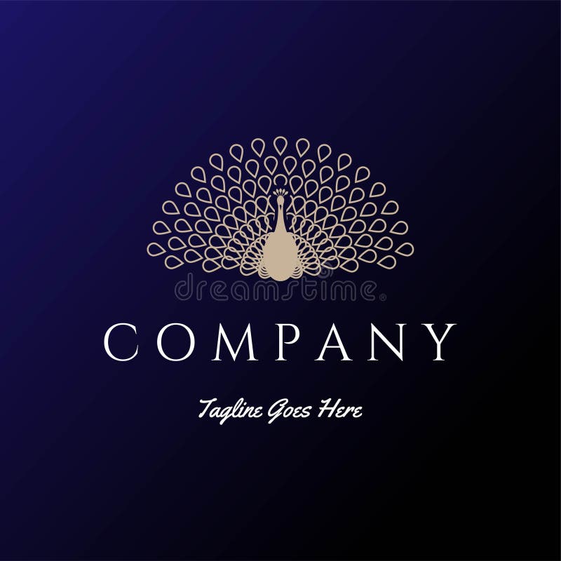 Elegant Luxury Golden Beauty Bird Peacock Logo Design Vector Vector