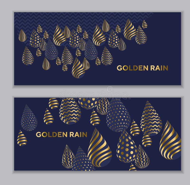 Golden Rain Concept Drops Seamless Pattern. Stock Vector - Illustration ...