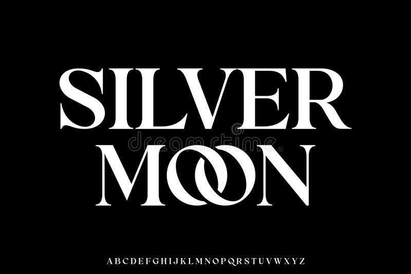 Elegant Luxury Serif Alphabet Display Font Vector. Silver Moon Typeface ...