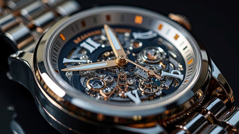 Elegant Luxury Skeleton Watch with Intricate Gold and Silver Detailing ...