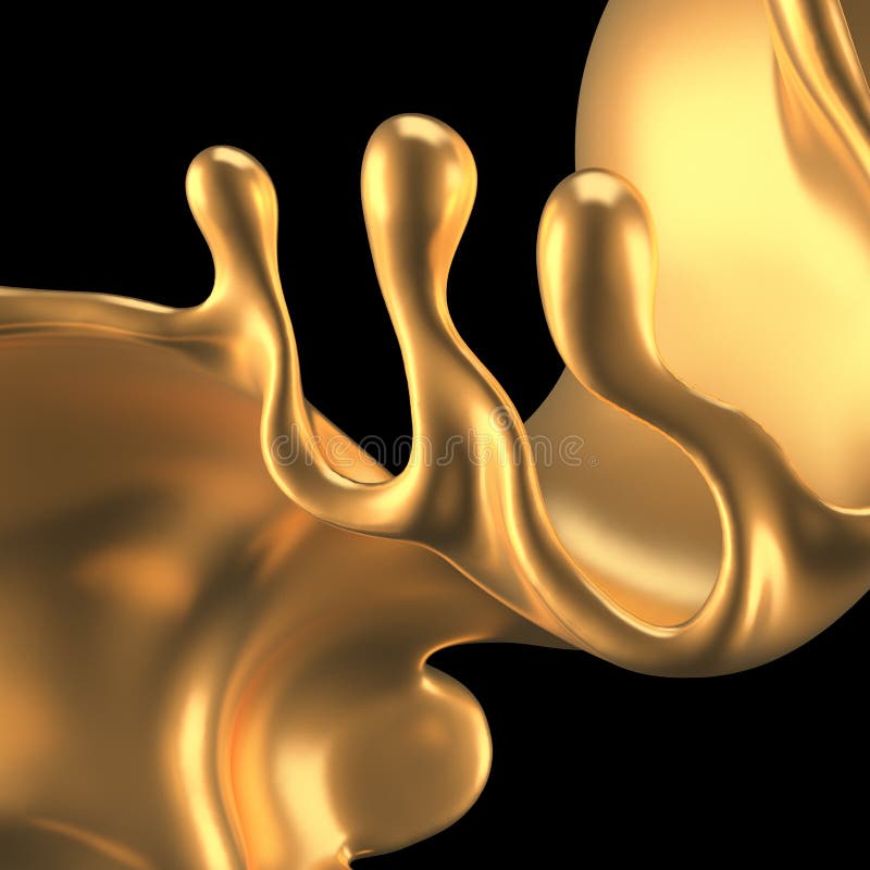 Elegant, Luxury Splash of Gold Liquid. 3d Illustration, 3d Rendering ...