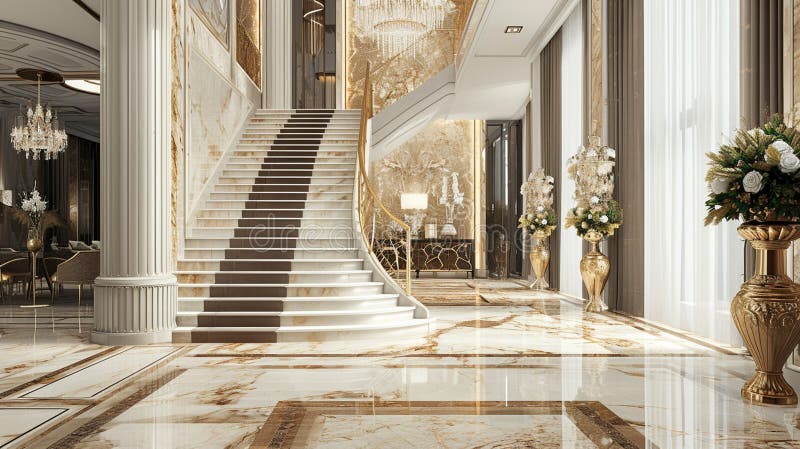 Elegant Luxury Steps Floor Spacious Apartment. Generative Ai Stock ...