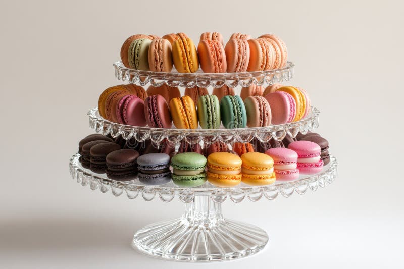 Elegant Macaron Display, Multicolored Macarons Arranged Elegantly on a ...