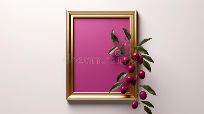 Elegant Magenta Frame Display on Olive Background Mockup Stock ...
