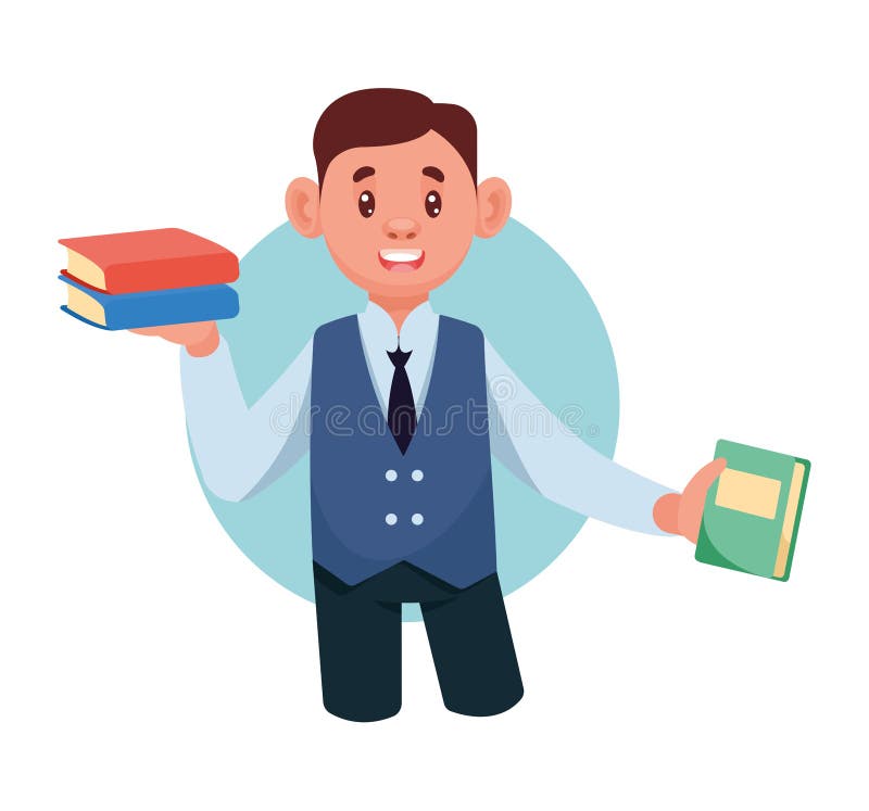Elegant Male Reader with Books Stock Vector - Illustration of academic ...
