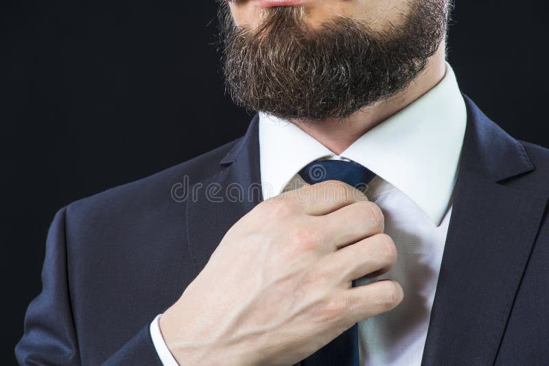 Elegant Man Correcting His Necktie. Stock Photo - Image of labor, code ...