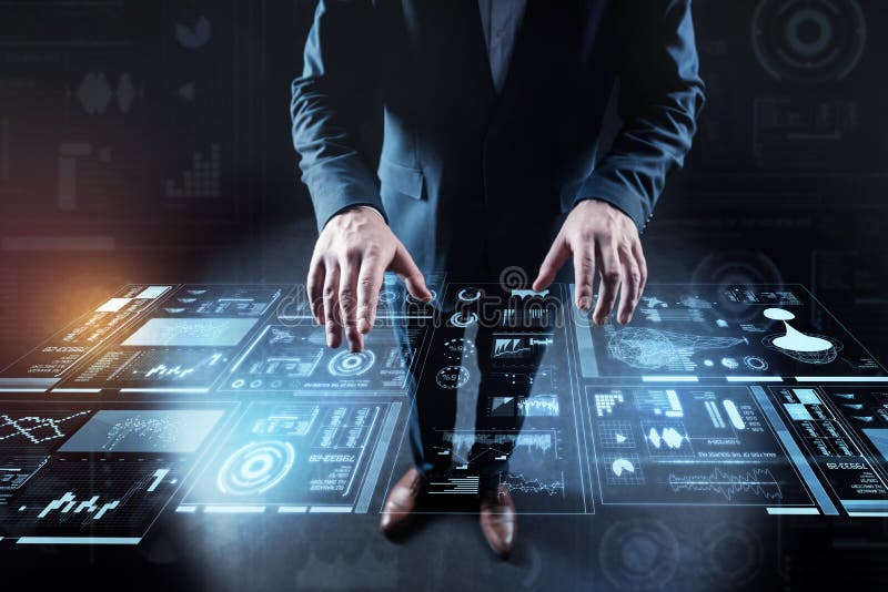 Elegant Man Feeling Good while Touching a Transparent Screen Stock ... Elegant Man Feeling Good while Touching a Transparent Screen Stock ...