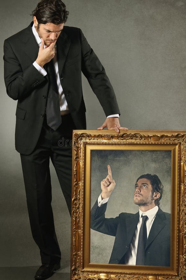 Elegant Man and His Conscience in a Paint Stock Photo - Image of stress ...