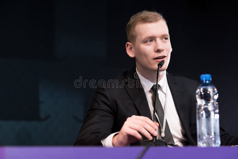 An Elegant Man during Press Conference Stock Photo - Image of ...