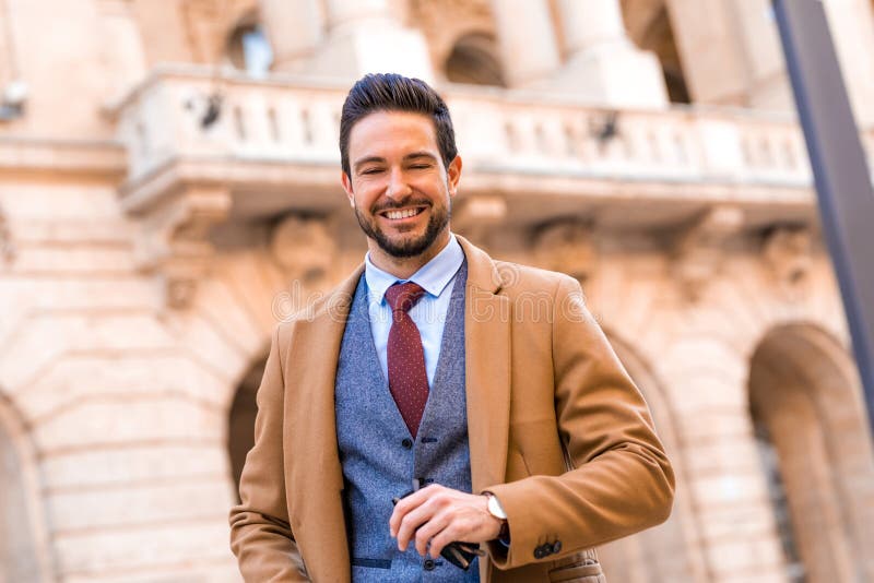 An Elegant Man Standing on a Square Stock Photo - Image of street ...