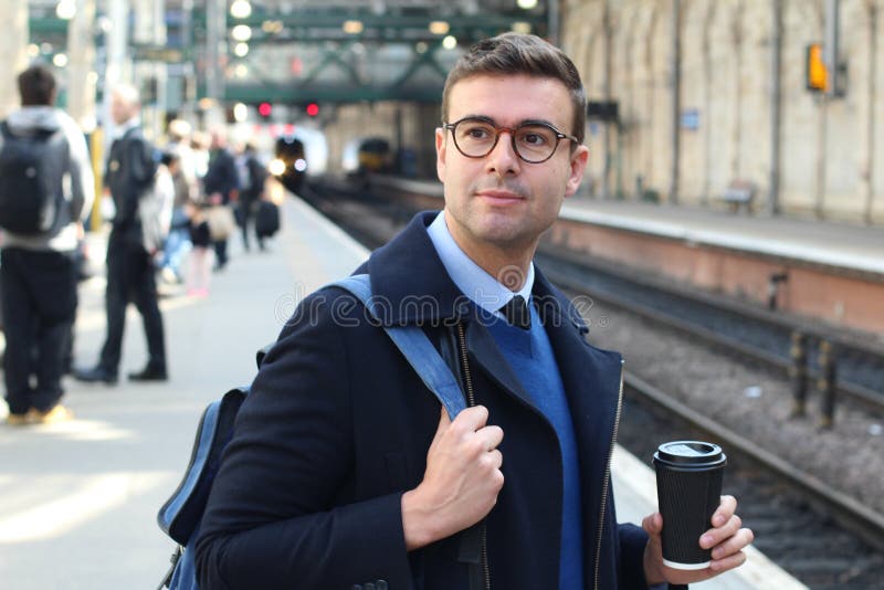 Elegant Man about To Catch a Train Stock Image - Image of formal ...