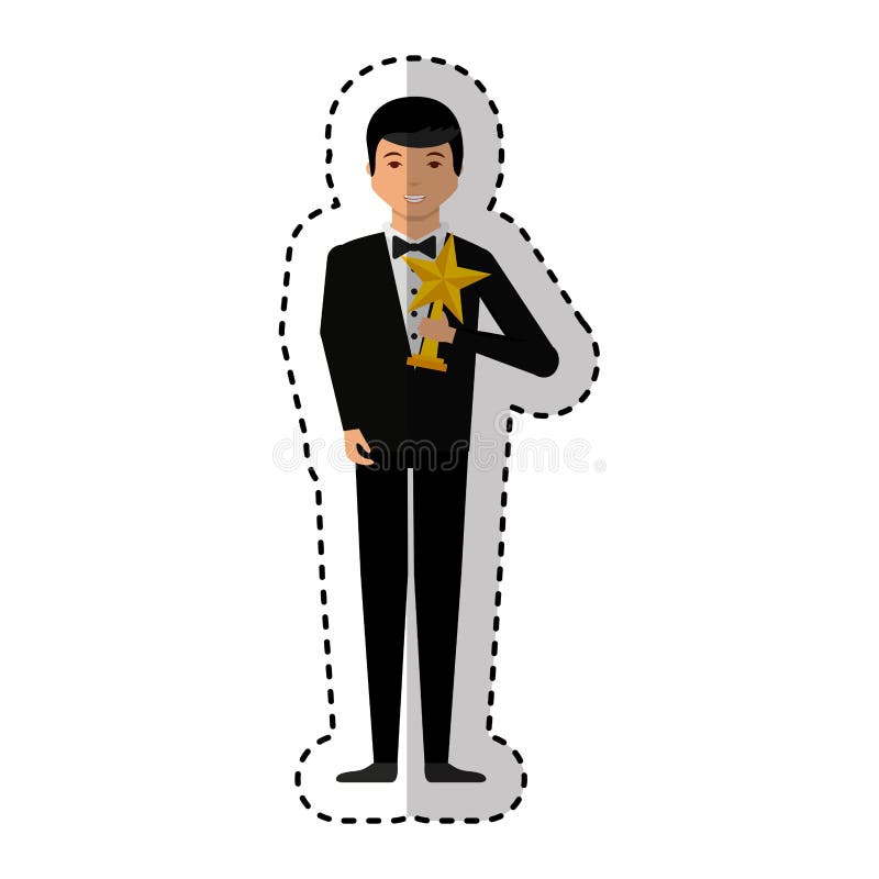 Elegant Man with Trophy Winner Stock Vector - Illustration of manager ...
