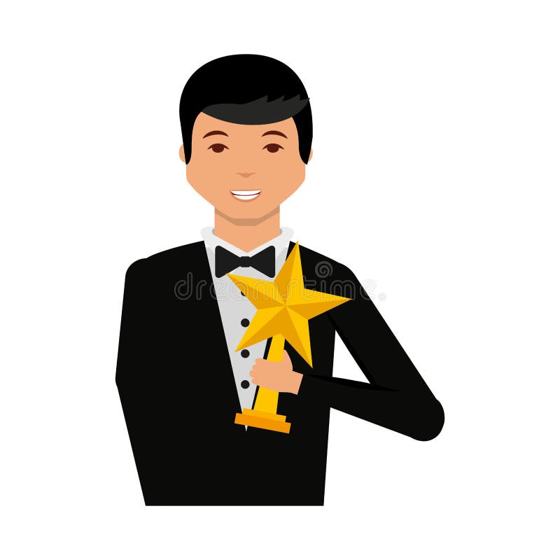 Elegant Man with Trophy Winner Stock Vector - Illustration of isolated ...