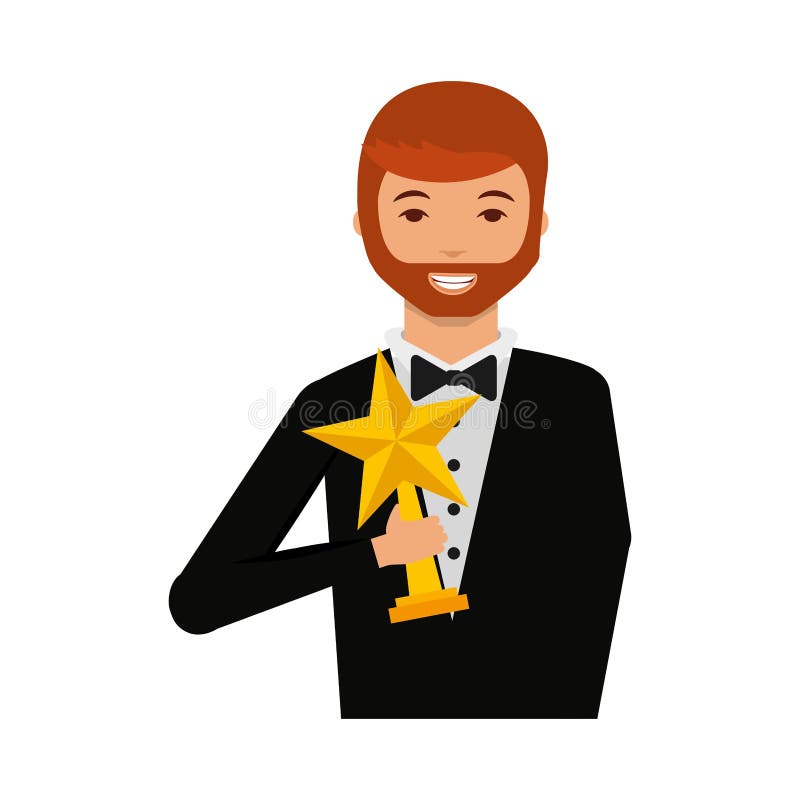 Elegant Man with Trophy Winner Stock Vector - Illustration of manager ...