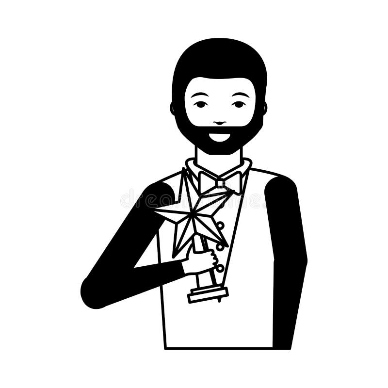 Elegant Man with Trophy Winner Stock Vector - Illustration of symbol ...