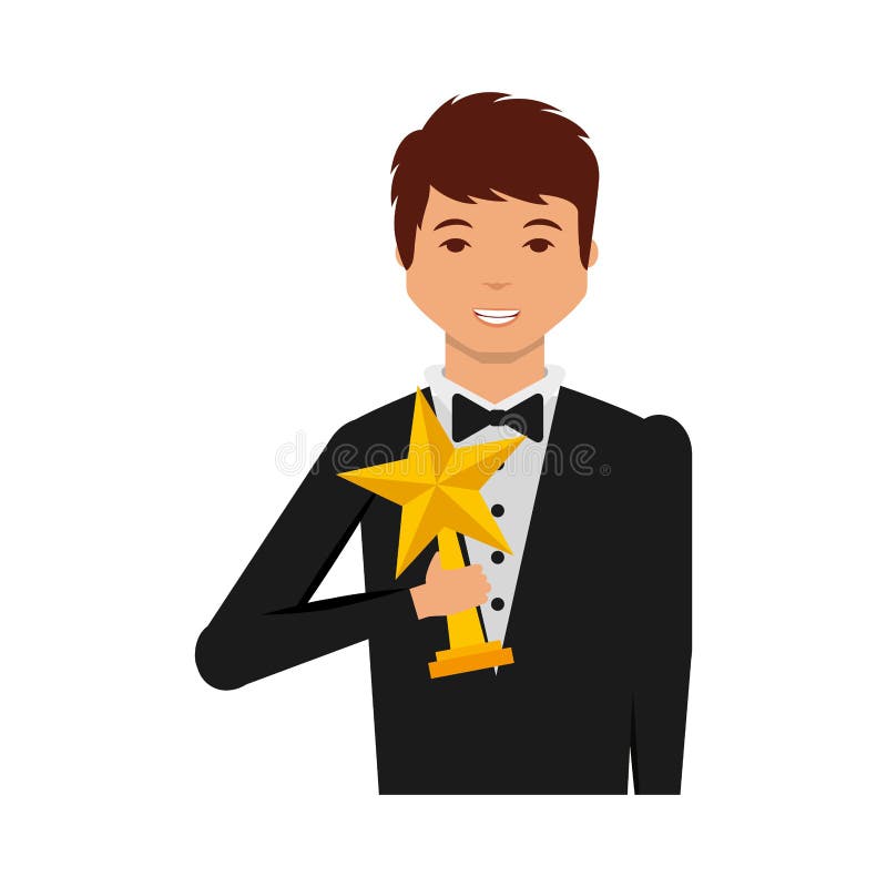 Elegant Man with Trophy Winner Stock Vector - Illustration of prize ...