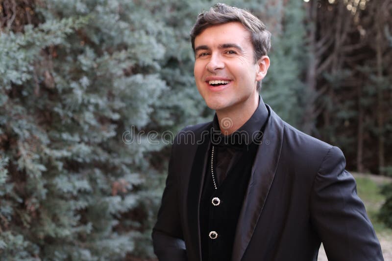 Elegant Man Wearing Full Black Outfit Stock Photo - Image of expensive ...