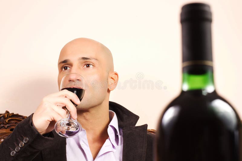 Elegant Man with Wine Glass Stock Image - Image of handsome, liquor ...