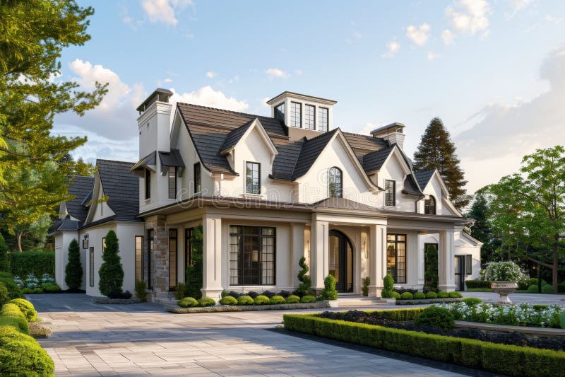 Elegant Mansion with Classical Architecture Stock Photo - Image of ...