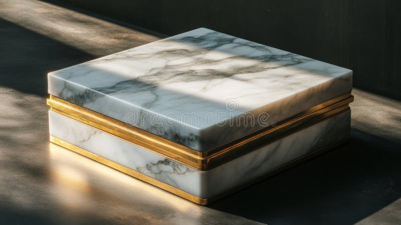 Elegant Marble Box with Gold Accents Illuminates Stock Illustration ...
