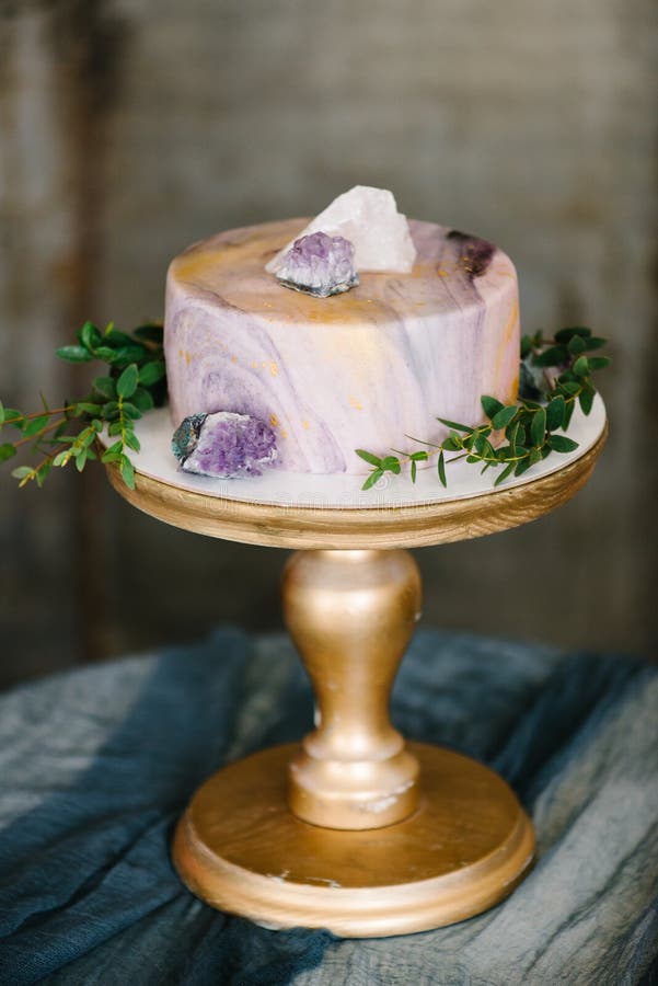 Elegant Marble Cake with Stones, Crystals. Wedding or Birthday Stock ...