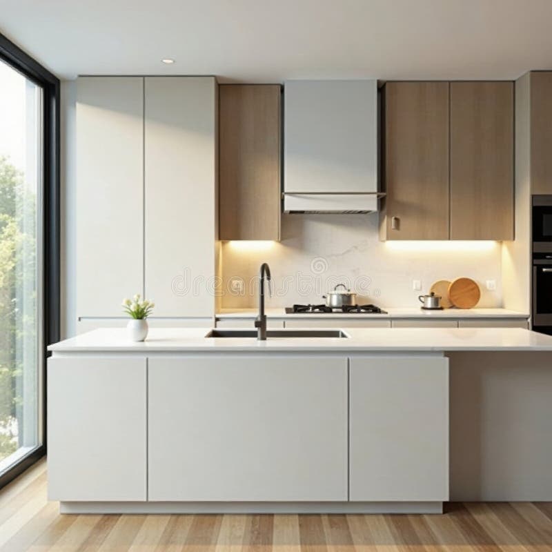 Elegant Marble Countertop, Bright Kitchen Backsplash, White ...